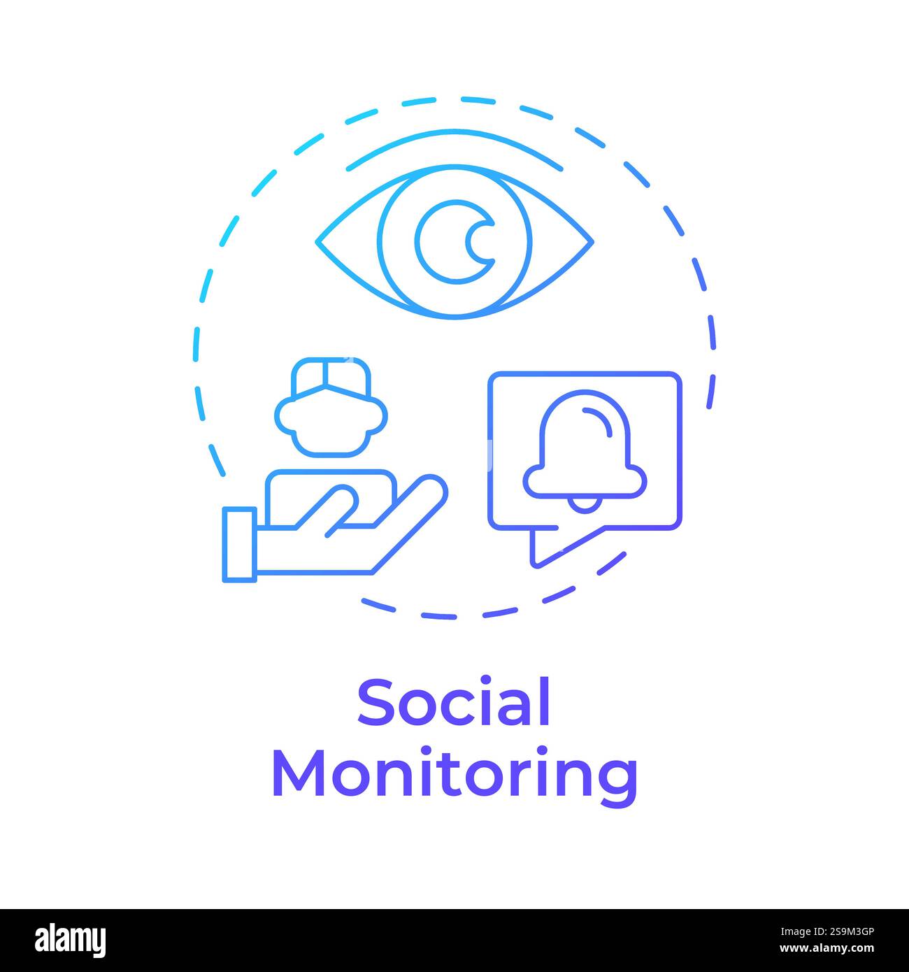 Social monitoring blue gradient concept icon Stock Vector Image & Art ...
