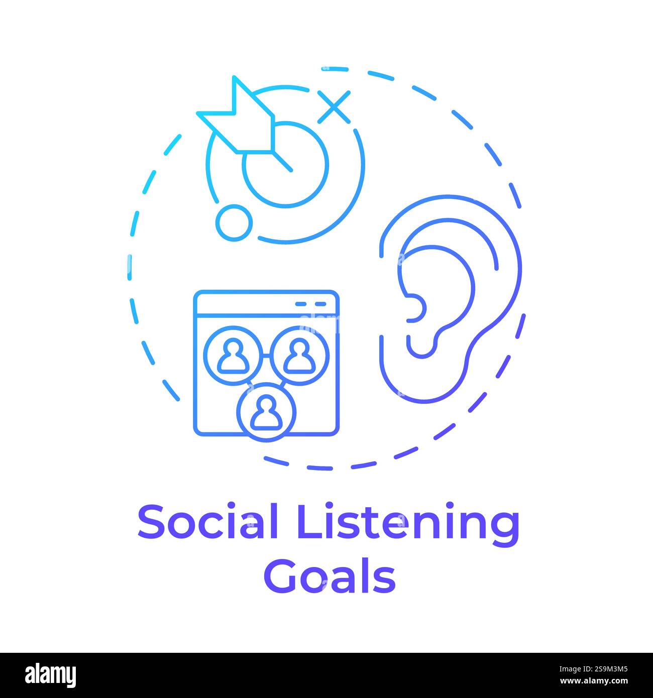 Social listening goals blue gradient concept icon Stock Vector Image ...