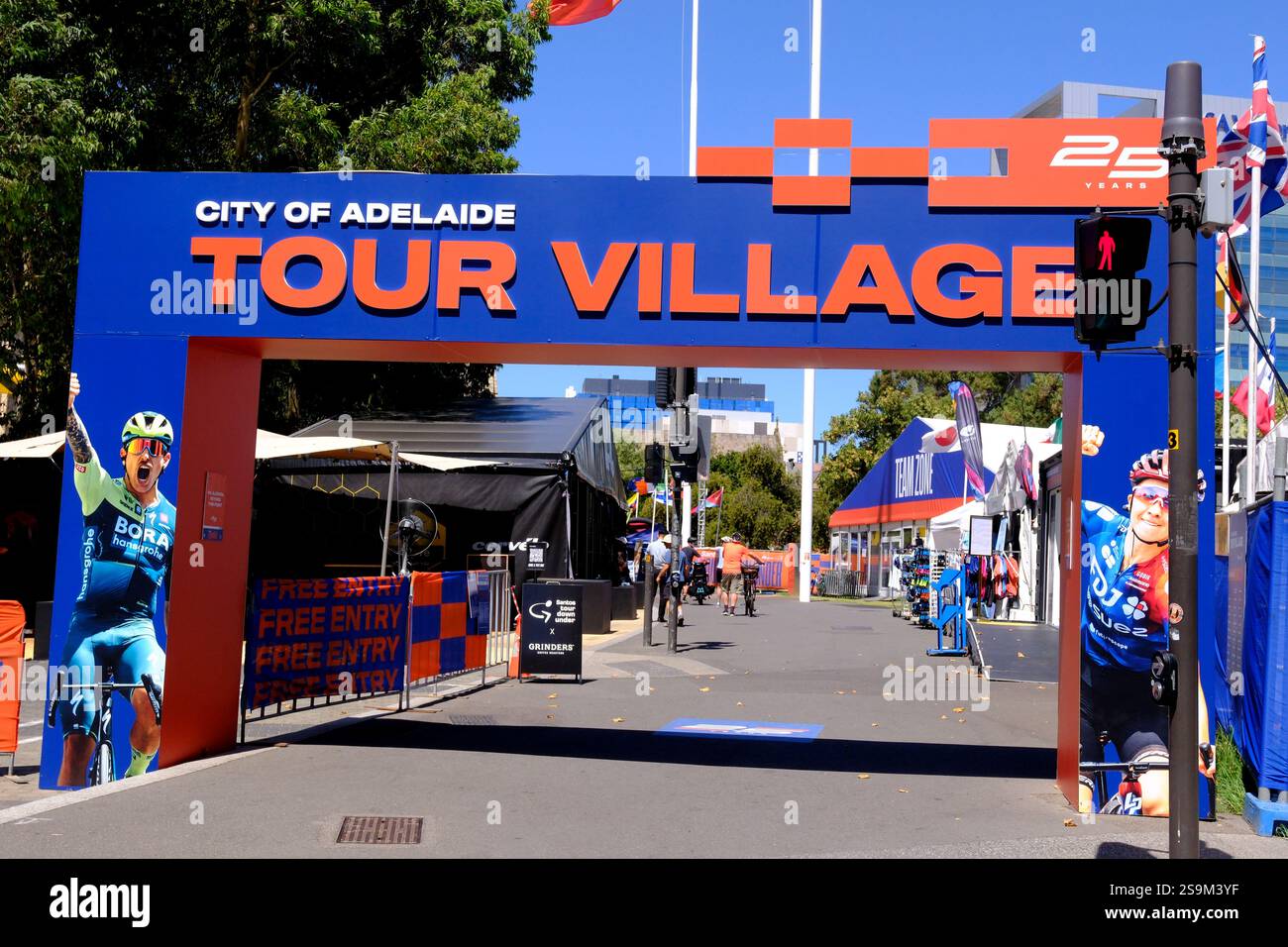The Tour Village in Victoria Square in Adelaide set up for the 2025 ...
