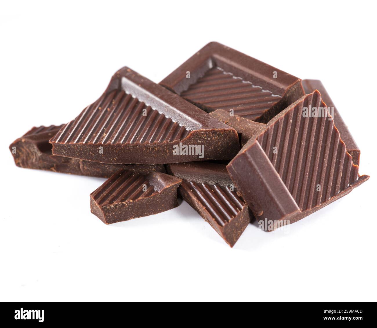 Cracked chocolate block on white background Stock Photo - Alamy