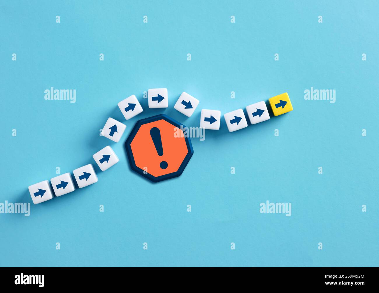 White blocks with arrows changing direction and avoiding red ...