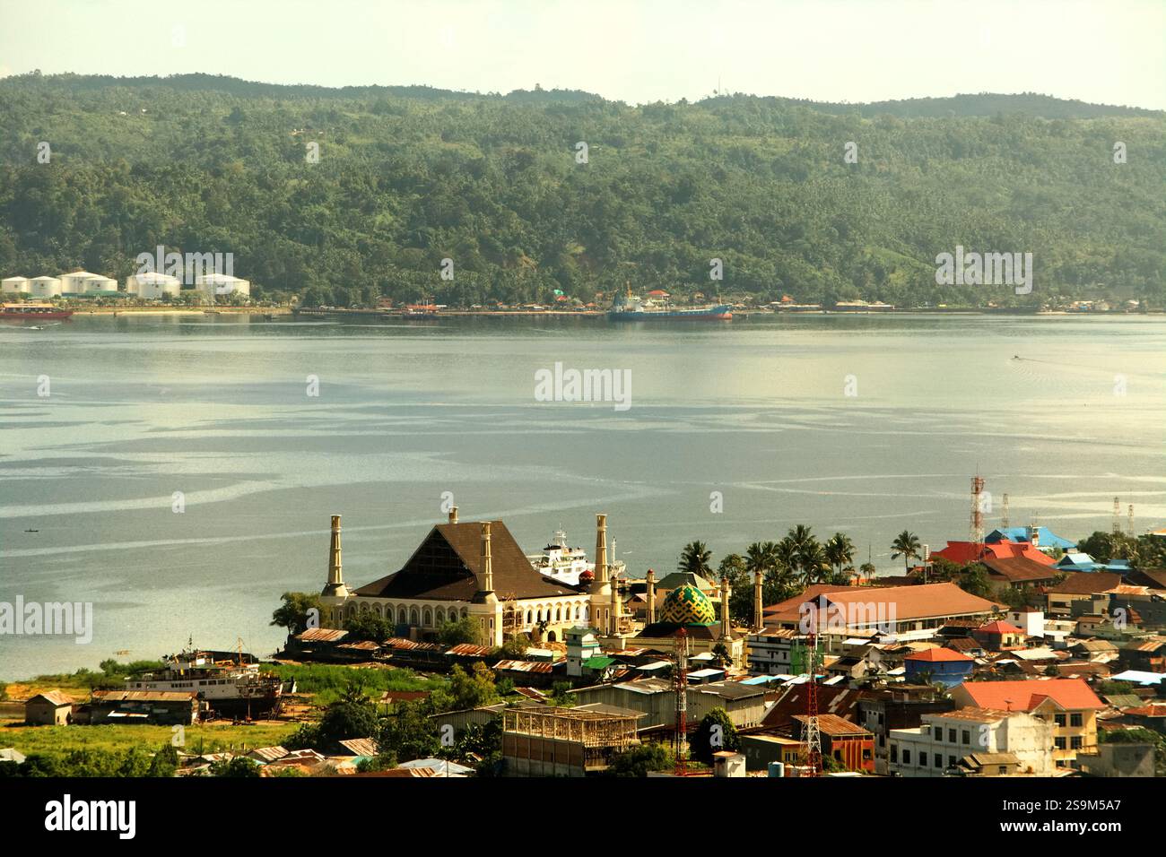 Bay of Ambon and part of Ambon City are seen from Karangpanjang hill in ...