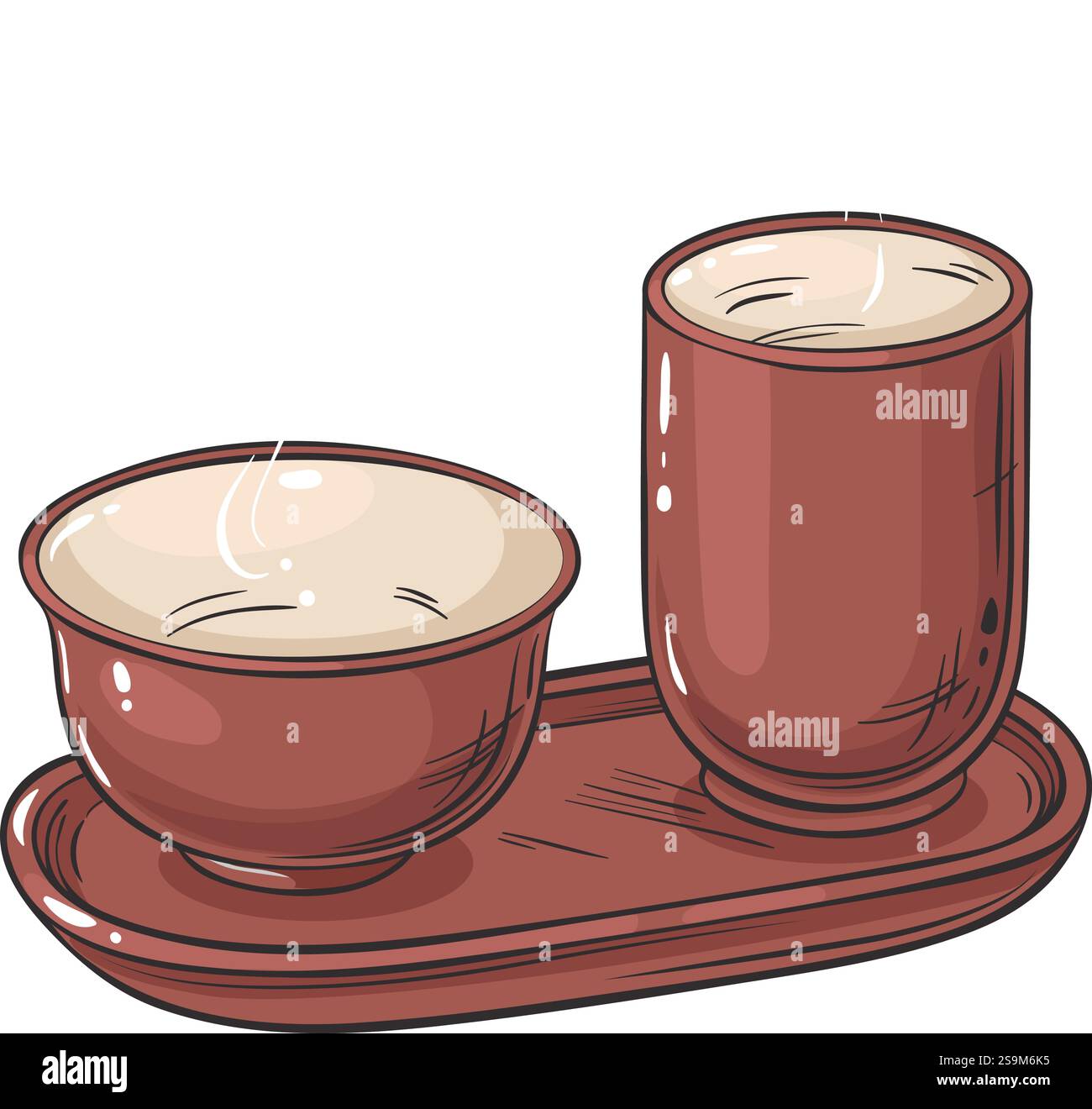 Tea Pair Vector Colored Detailed Illustration Stock Vector Image & Art ...