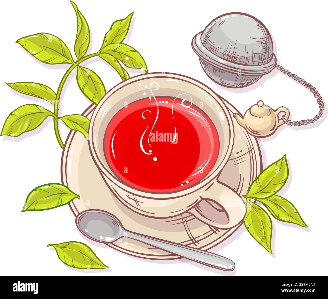 Cup of Tea Colored Detailed Illustration Stock Vector Image & Art - Alamy