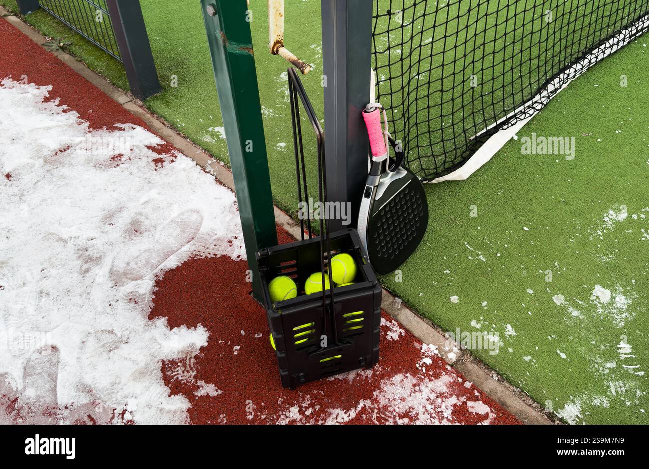 winter padel tennis court full of snow. High quality photo Stock Photo ...