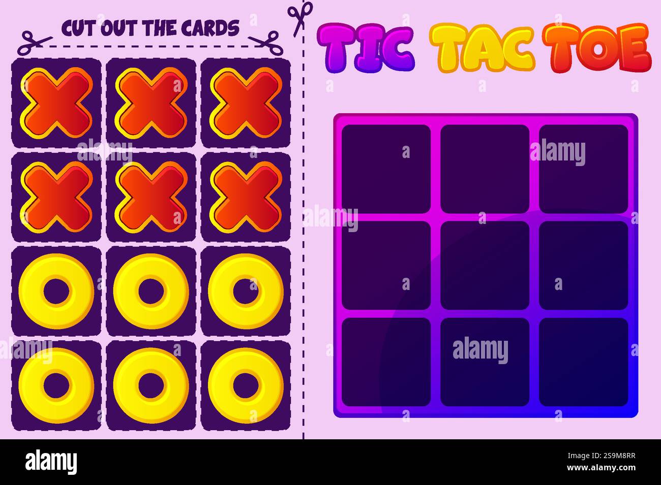 Board game TIC TAC TOE . Vector cartoon strategy game noughts and ...