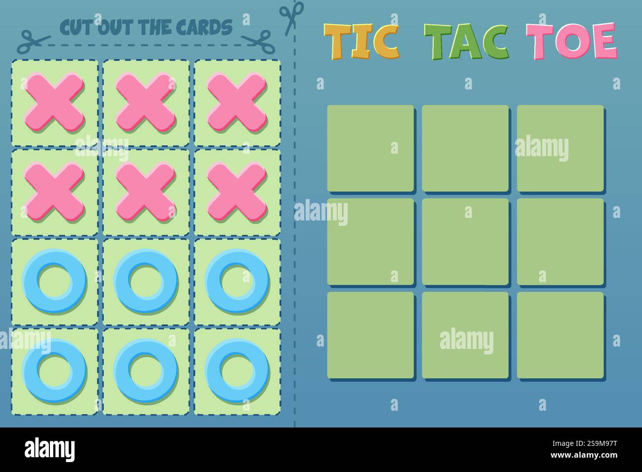 Board game TIC TAC TOE . Vector cartoon strategy game noughts and ...