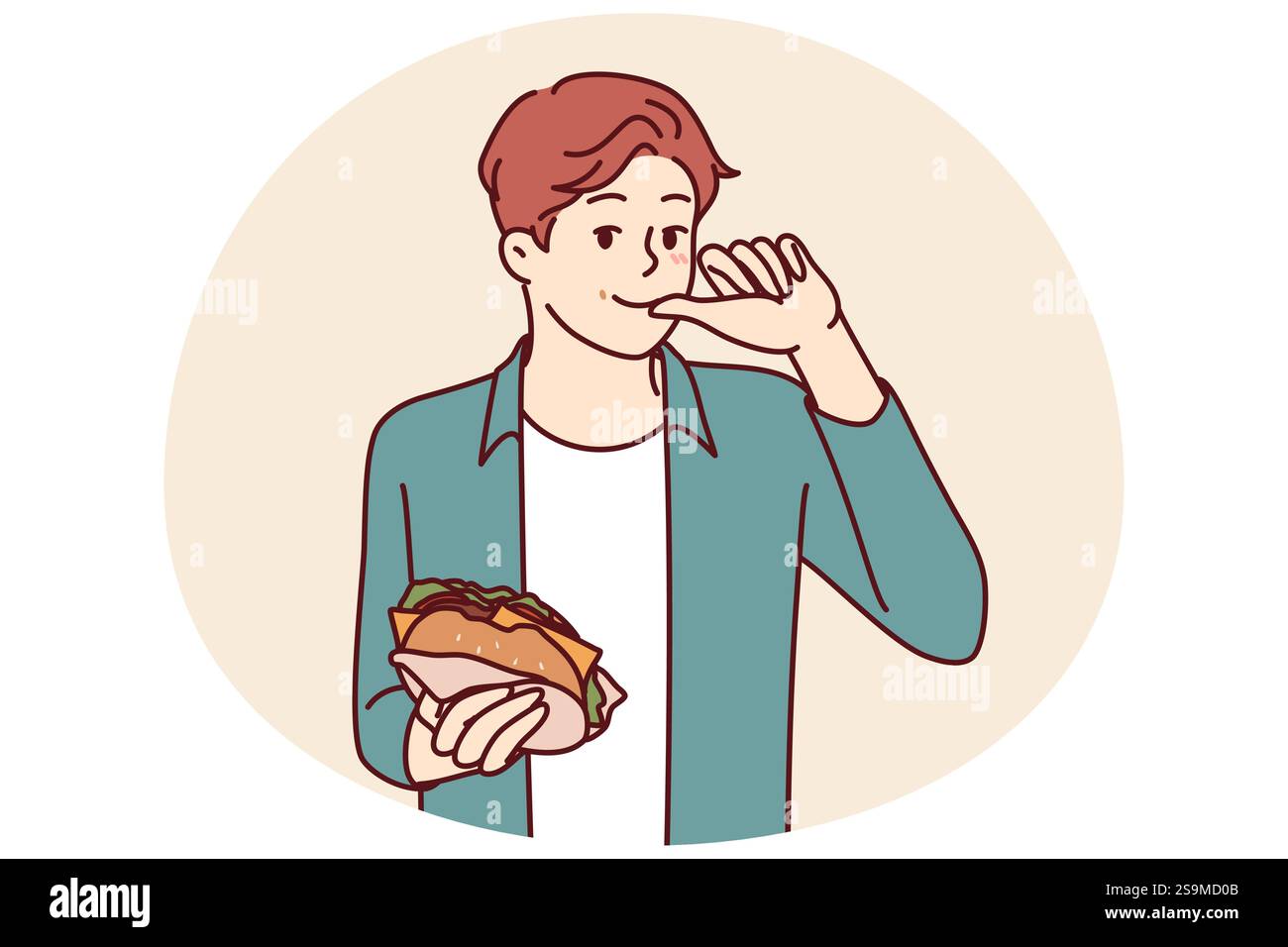 Man with sandwich in mouth Stock Vector Images - Alamy