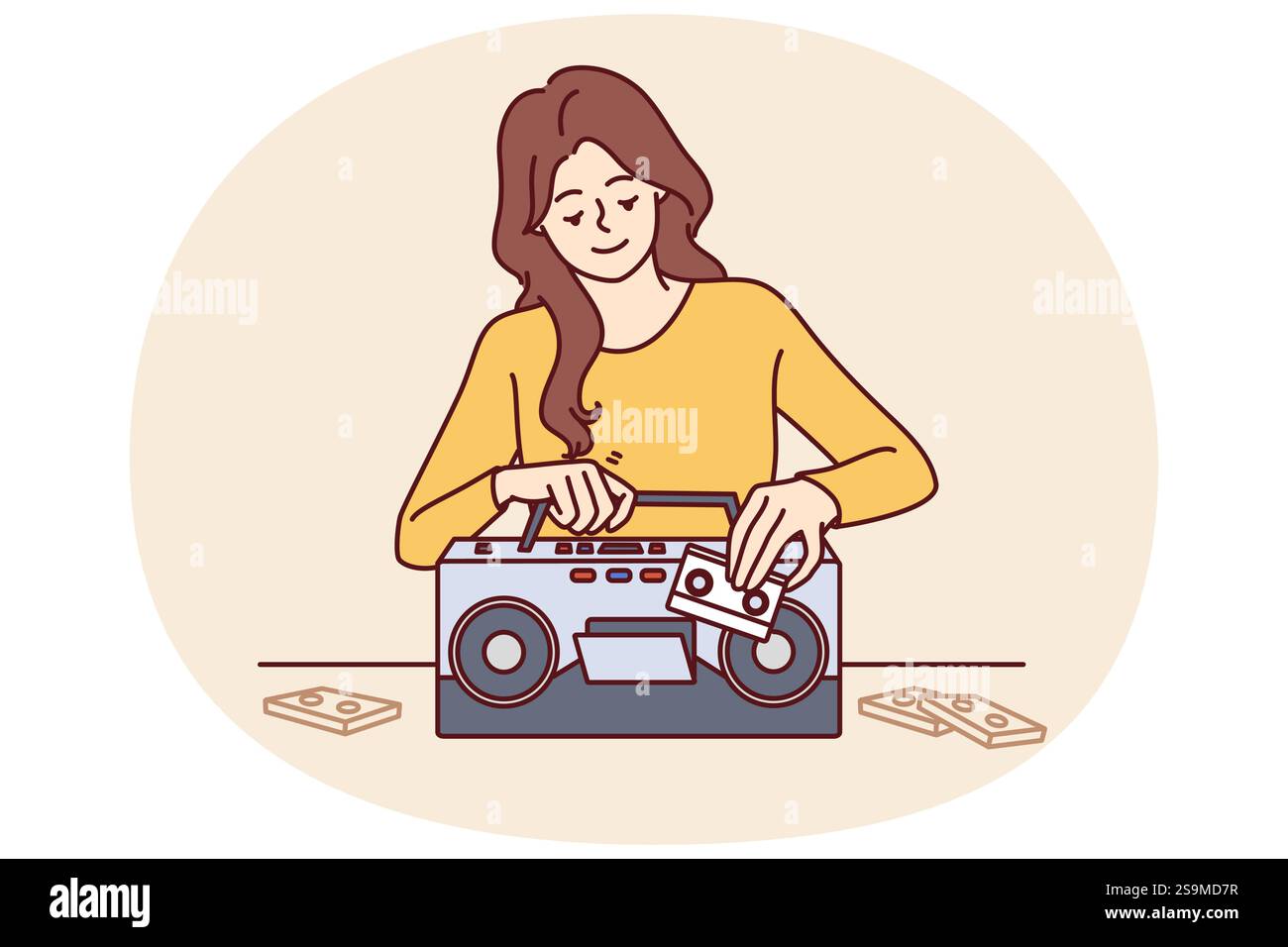 Girl turn on music recorder hi-res stock photography and images - Alamy
