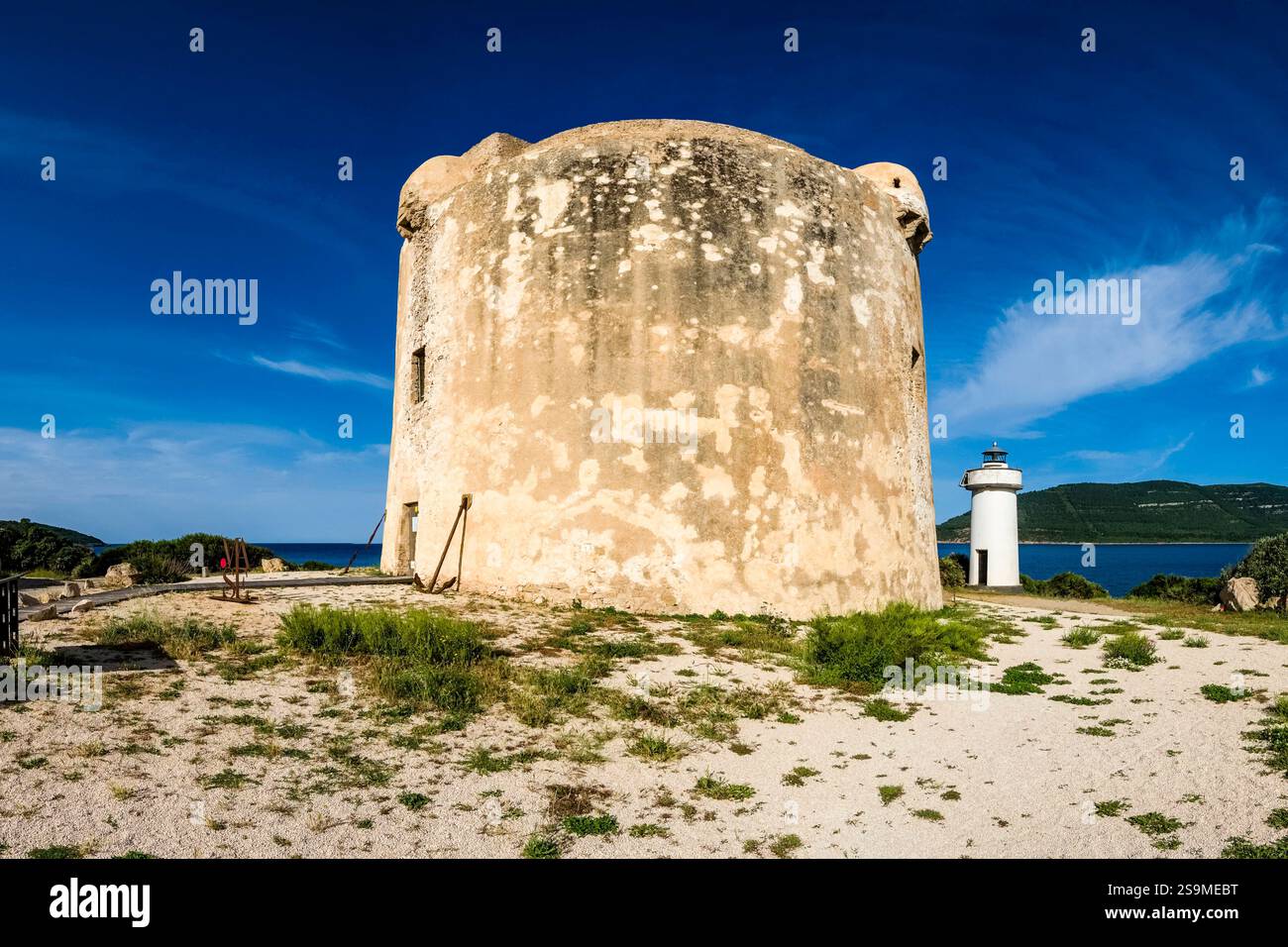 The old watchtower Torre di Porto Conte, which was built in 1572 and is one of the largest ...