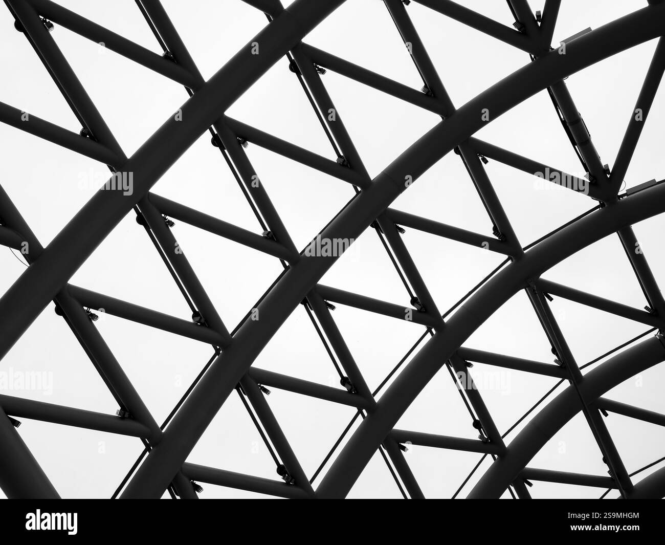 Abstract curved modern construction arch ceiling of the bridge of peace ...