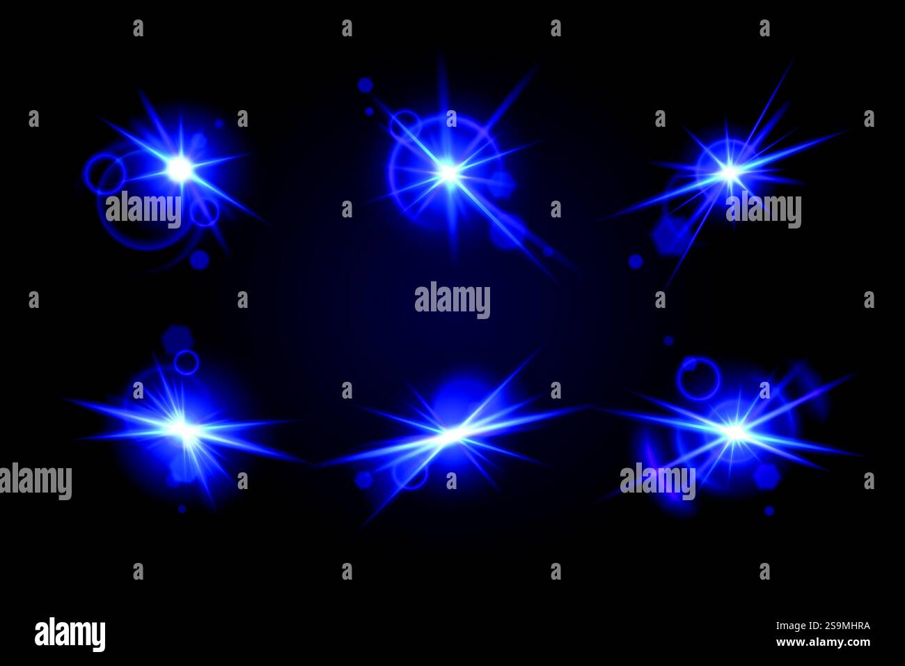 Glint glare collection with bright neon luminous effects - shining ...