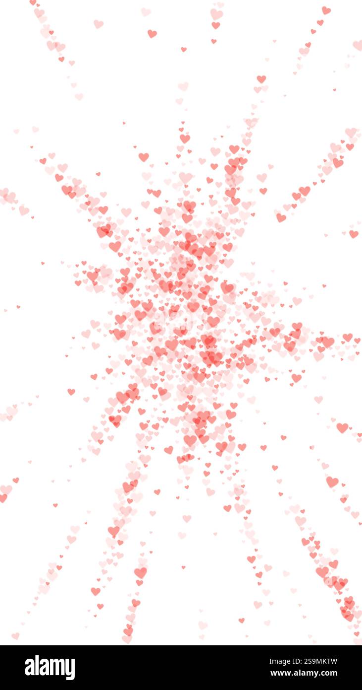 Flying hearts for valentine's day. Red hearts scattered on white ...