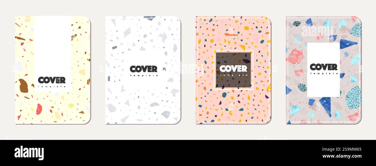 School notebook cover design. Terrazzo abstract background made of ...