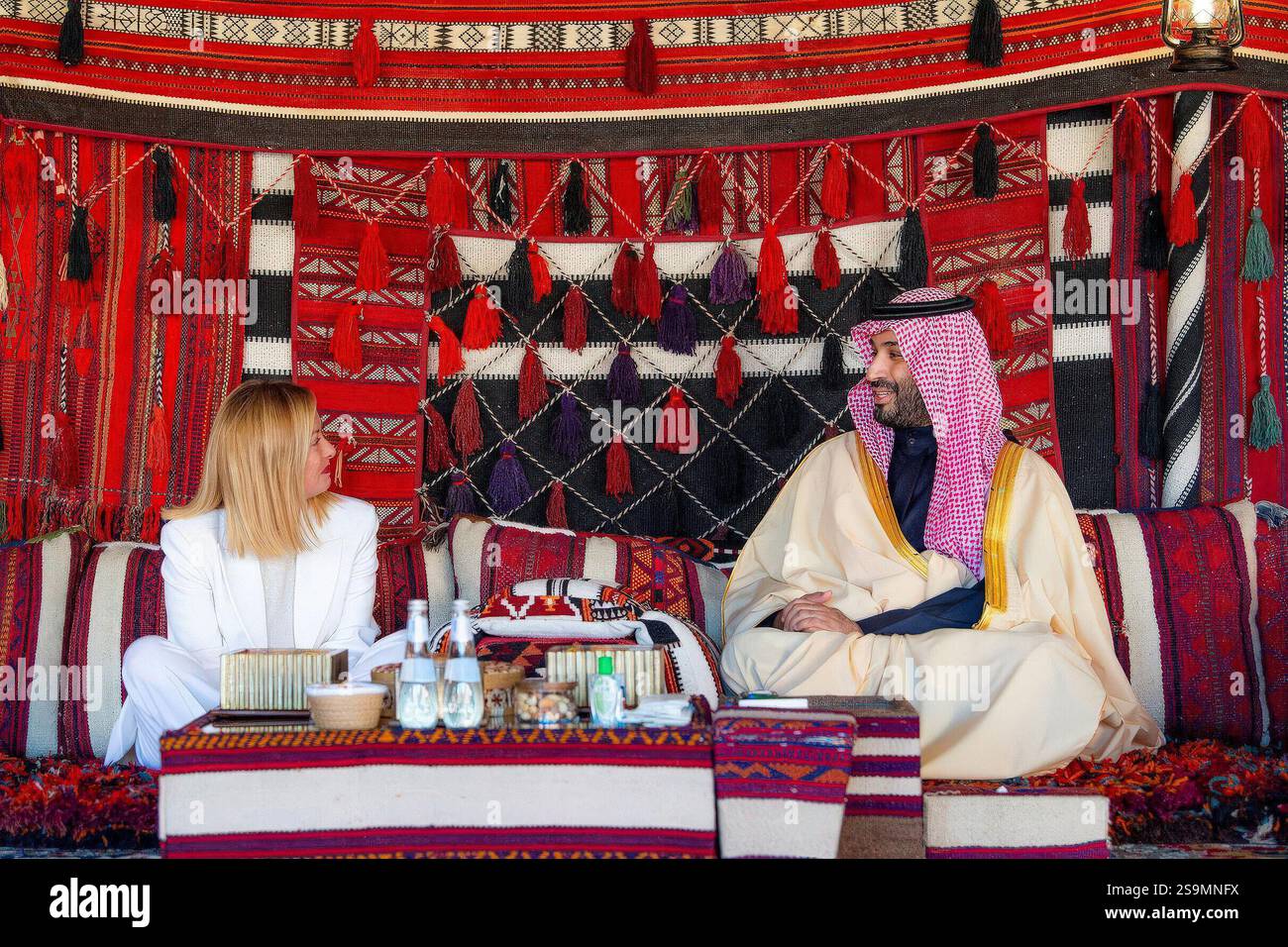 Al Ula, Saudi Arabia. 26th Jan, 2025. Saudi Crown Prince Mohammed bin ...