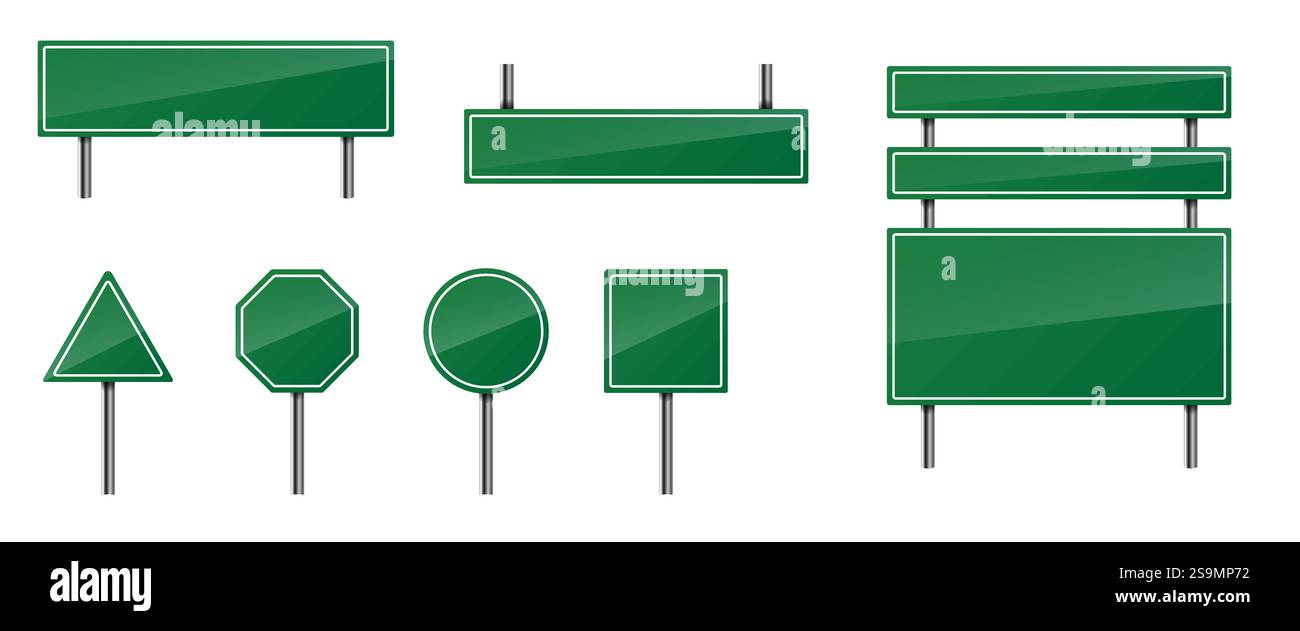 Green road signs collection Stock Vector Image & Art - Alamy