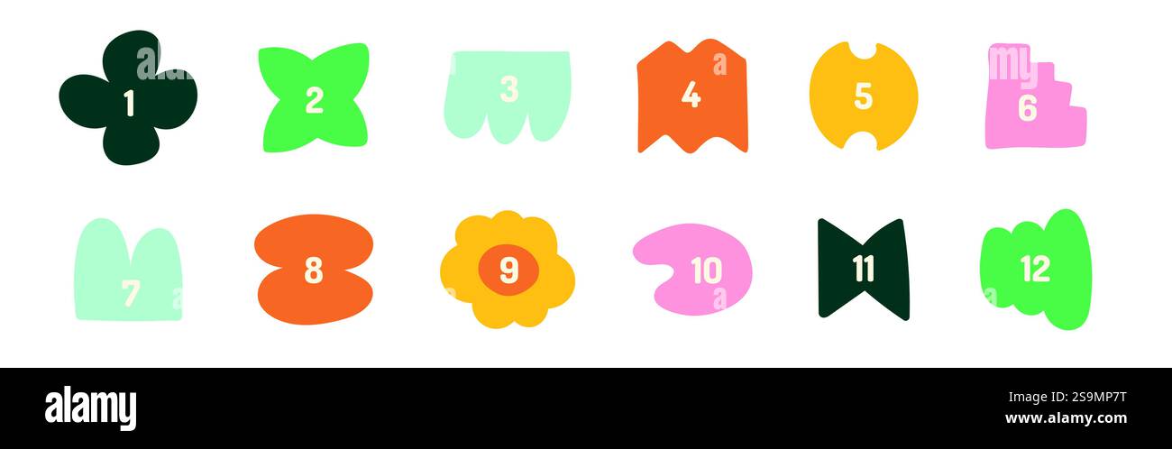 Cute doodle drawing bullet points 1 to 12 Stock Vector Image & Art - Alamy