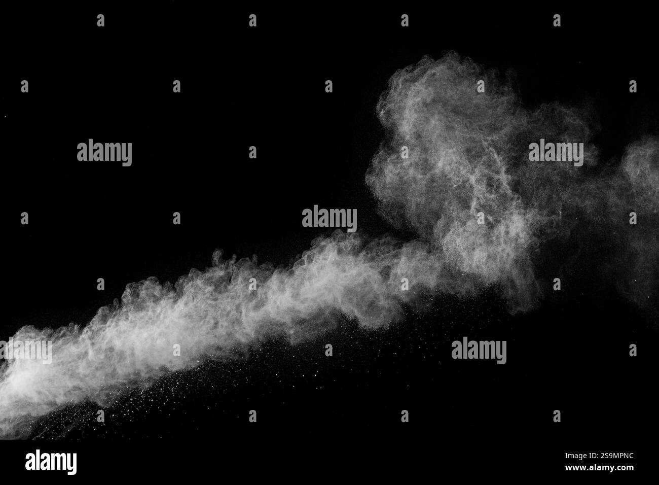 Striking White Powder Blast Against Black Stock Photo - Alamy