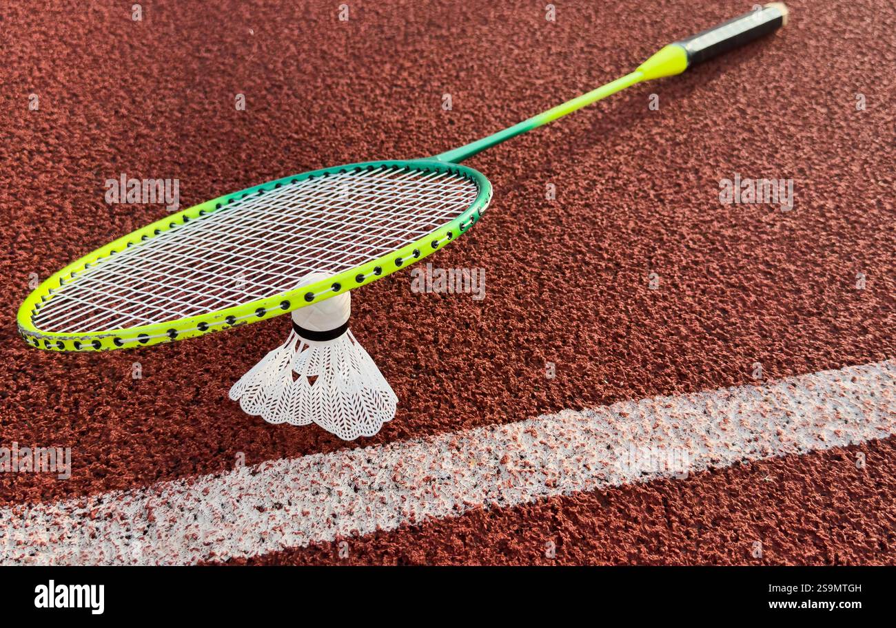 badminton racket and shuttlecock closeup Stock Photo - Alamy