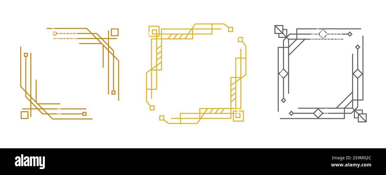 Art Deco Line Gold Frames Set Stock Vector Image & Art - Alamy