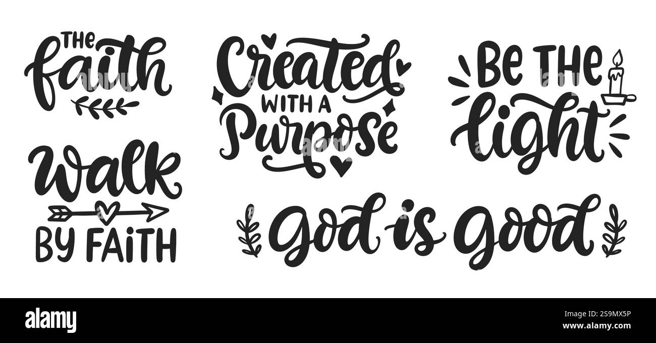 Bible verse psalm quotes set. Christian Lettering Stock Vector Image ...