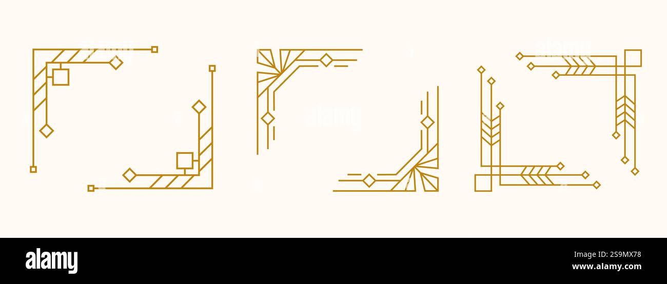Art Deco Line Gold Frames Set Stock Vector Image & Art - Alamy