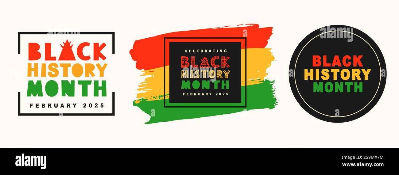 Black History Month African American Banner Set Stock Vector Image ...