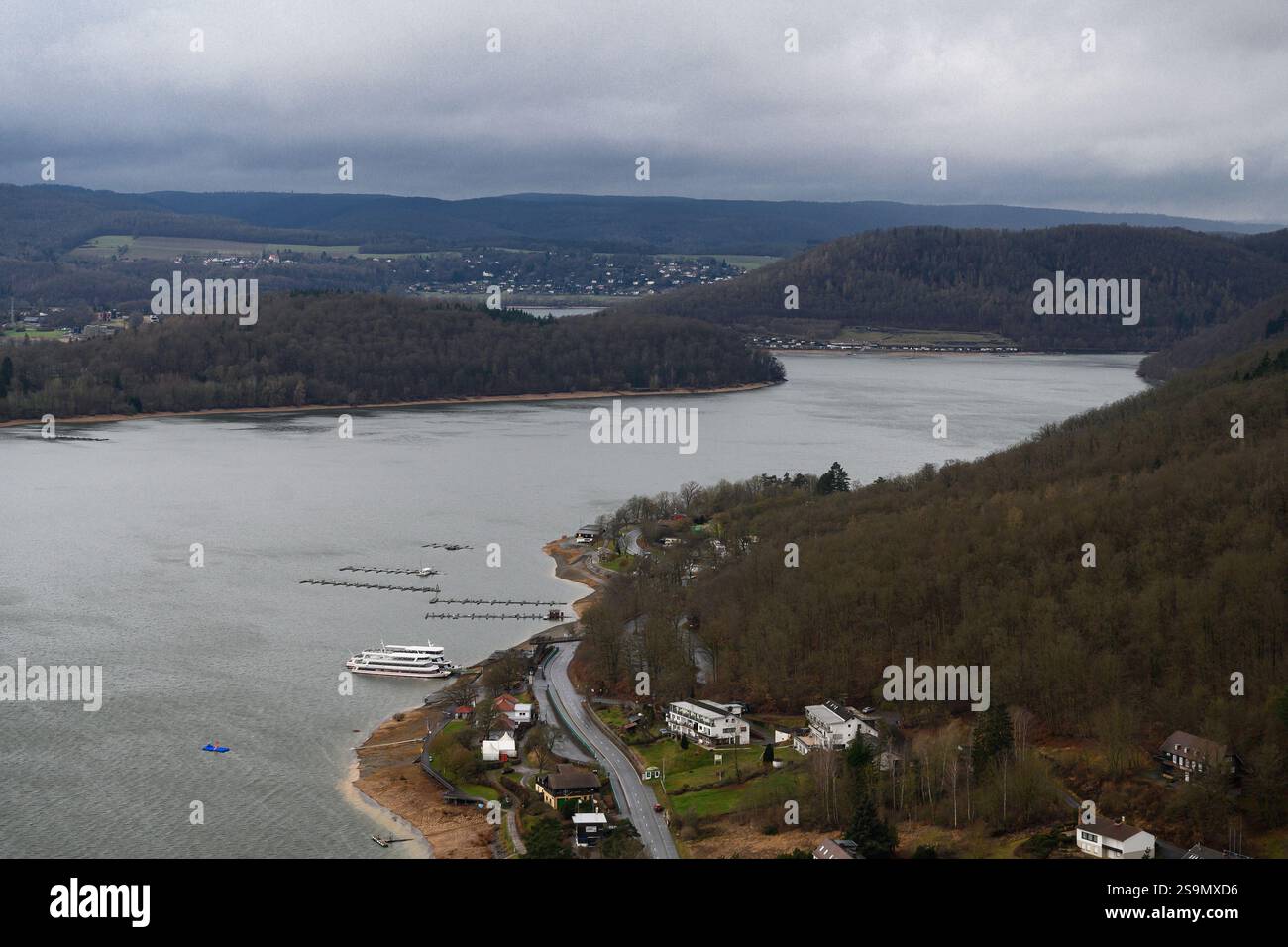Waldeck, Germany. 27th Jan, 2025. A passenger ship is moored on the ...