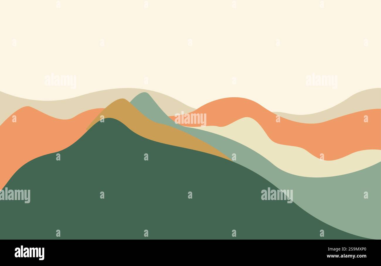 Mountain minimal background vector. Abstract landscape for home decor ...