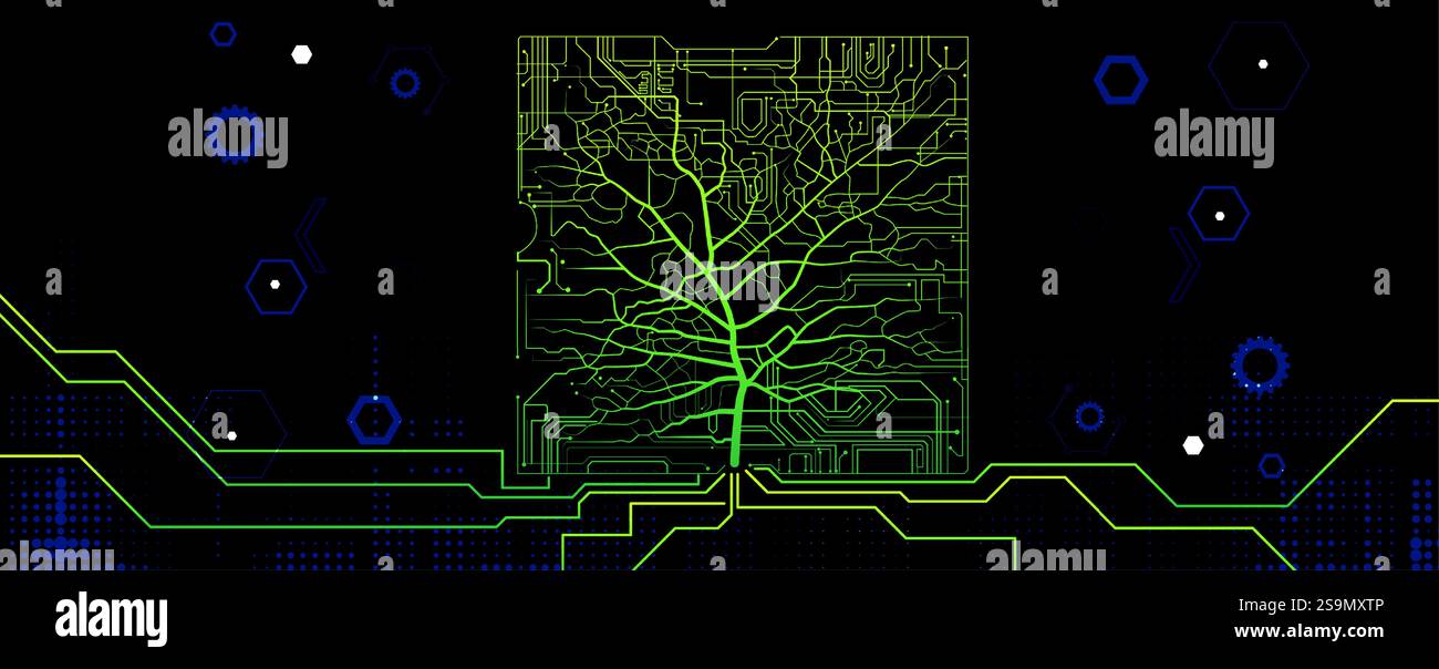 Connecting nature and technology through circuitry and trees Stock ...