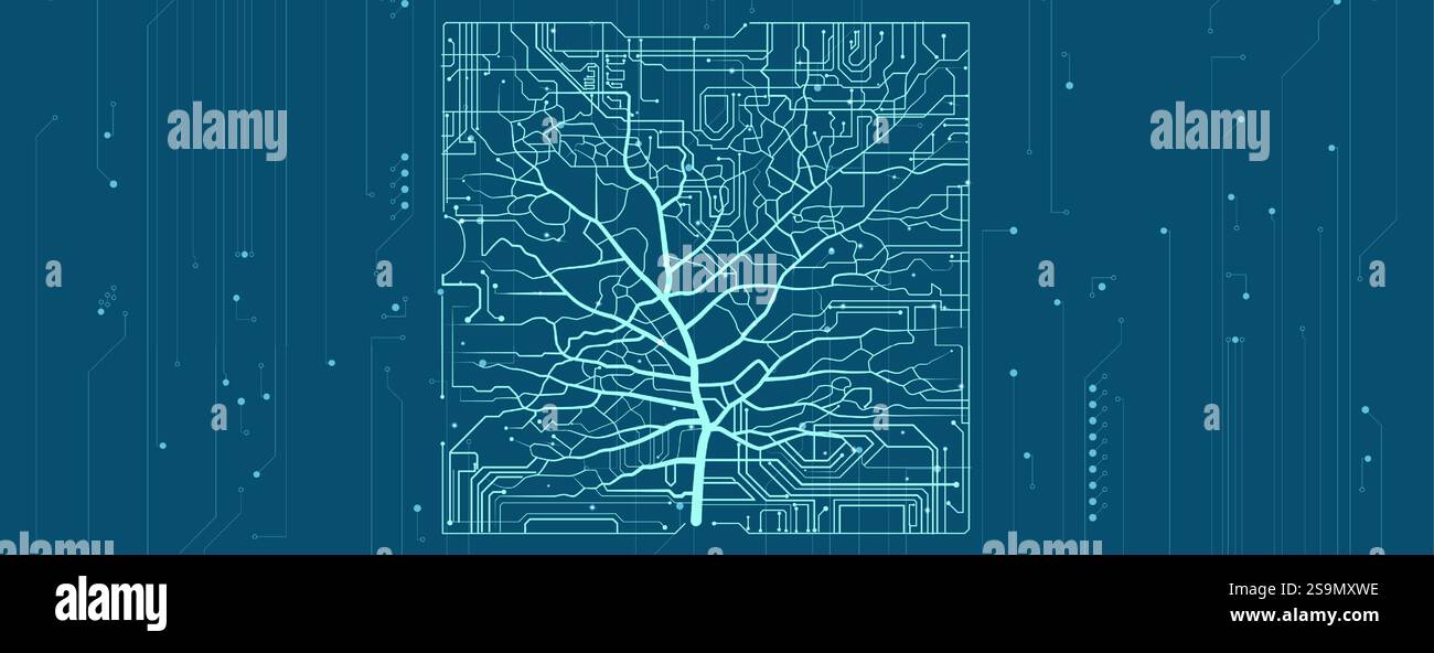 Connecting nature and technology through circuitry and trees Stock ...