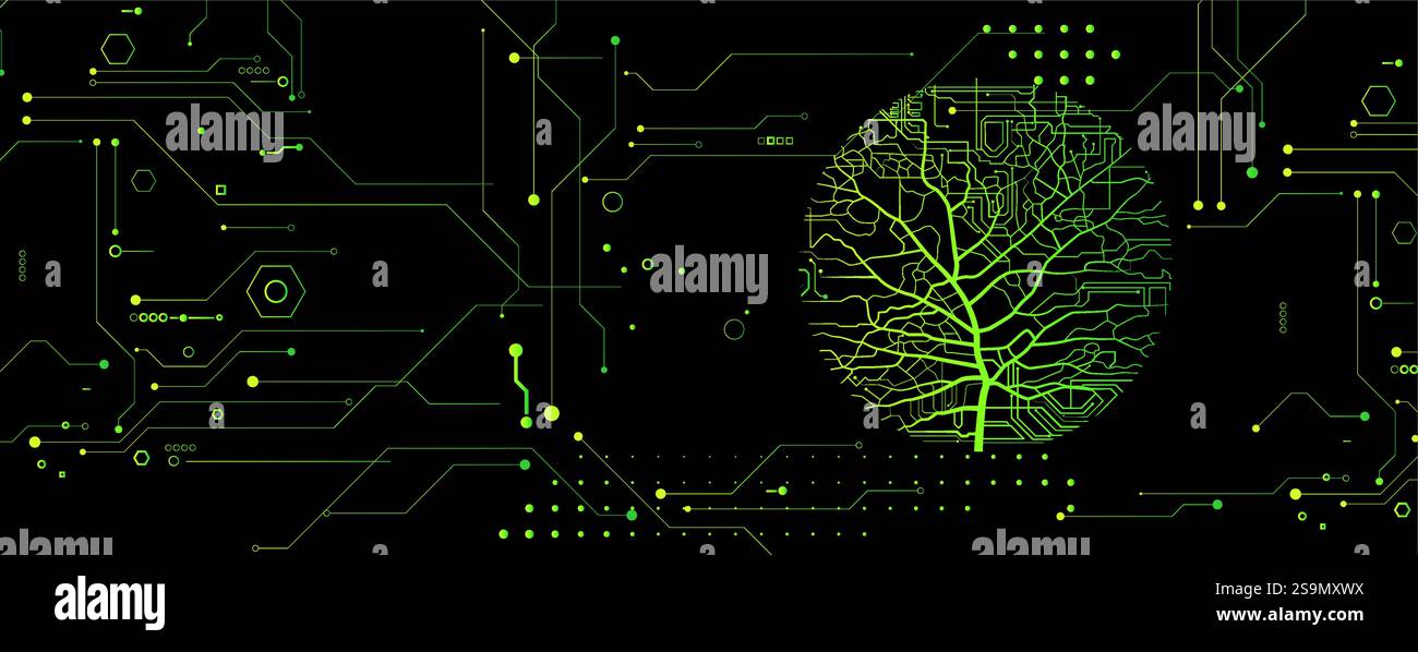 Connecting nature and technology through circuitry and trees Stock ...