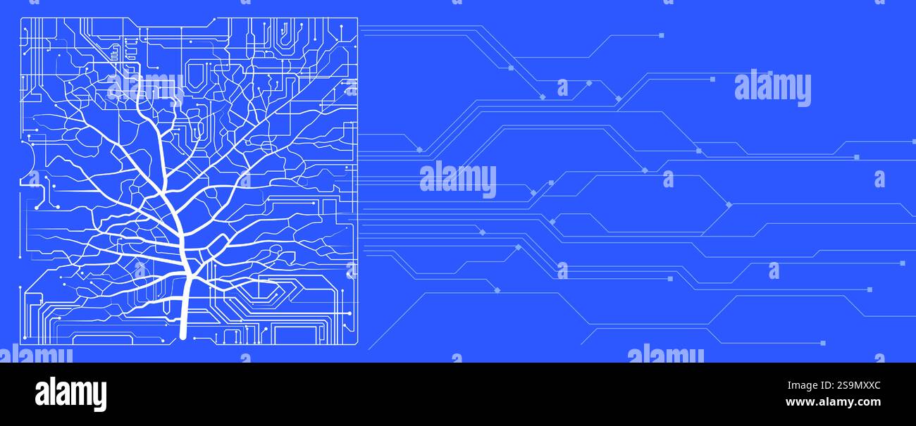 Connecting nature and technology through circuitry and trees Stock ...