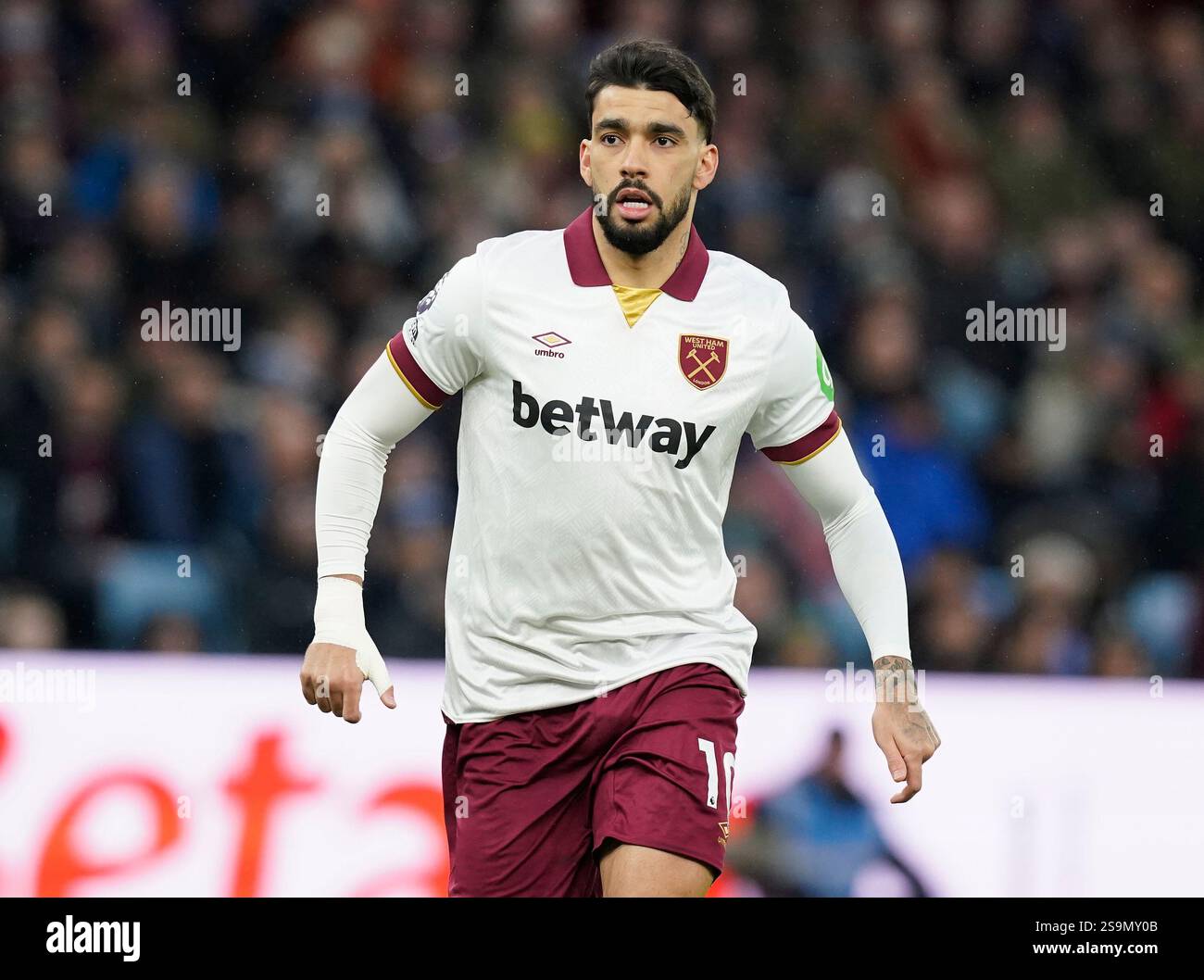 Birmingham, England, 26th January 2025. Lucas Paqueta of West Ham ...