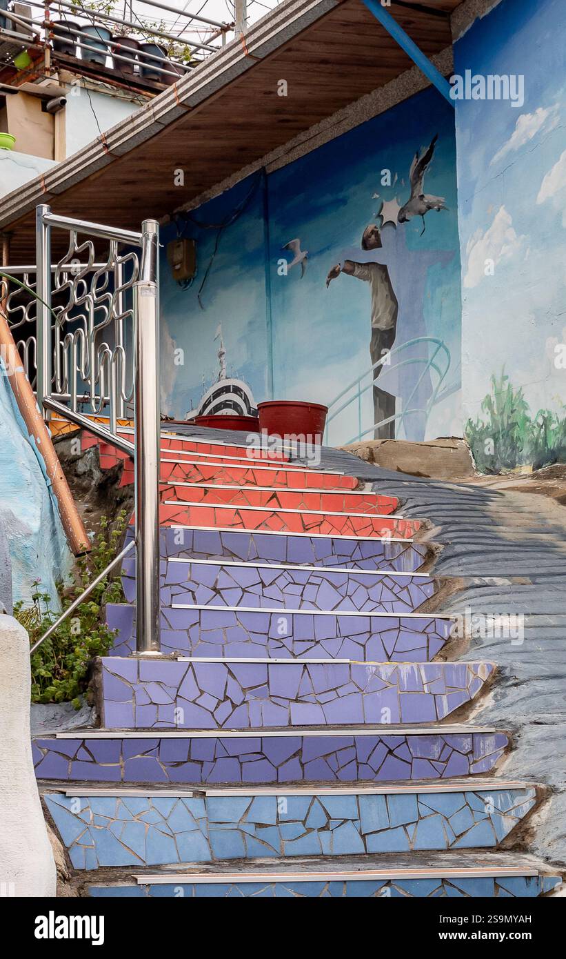 Colorful stairs in alleyways in Masan South Korea Stock Photo - Alamy