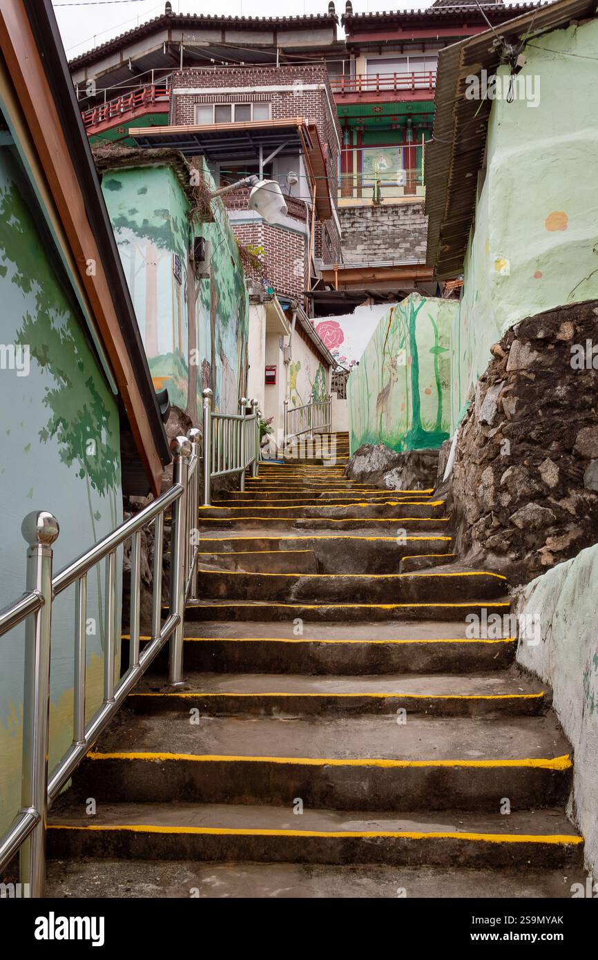 Colorful stairs in alleyways in Masan South Korea Stock Photo - Alamy