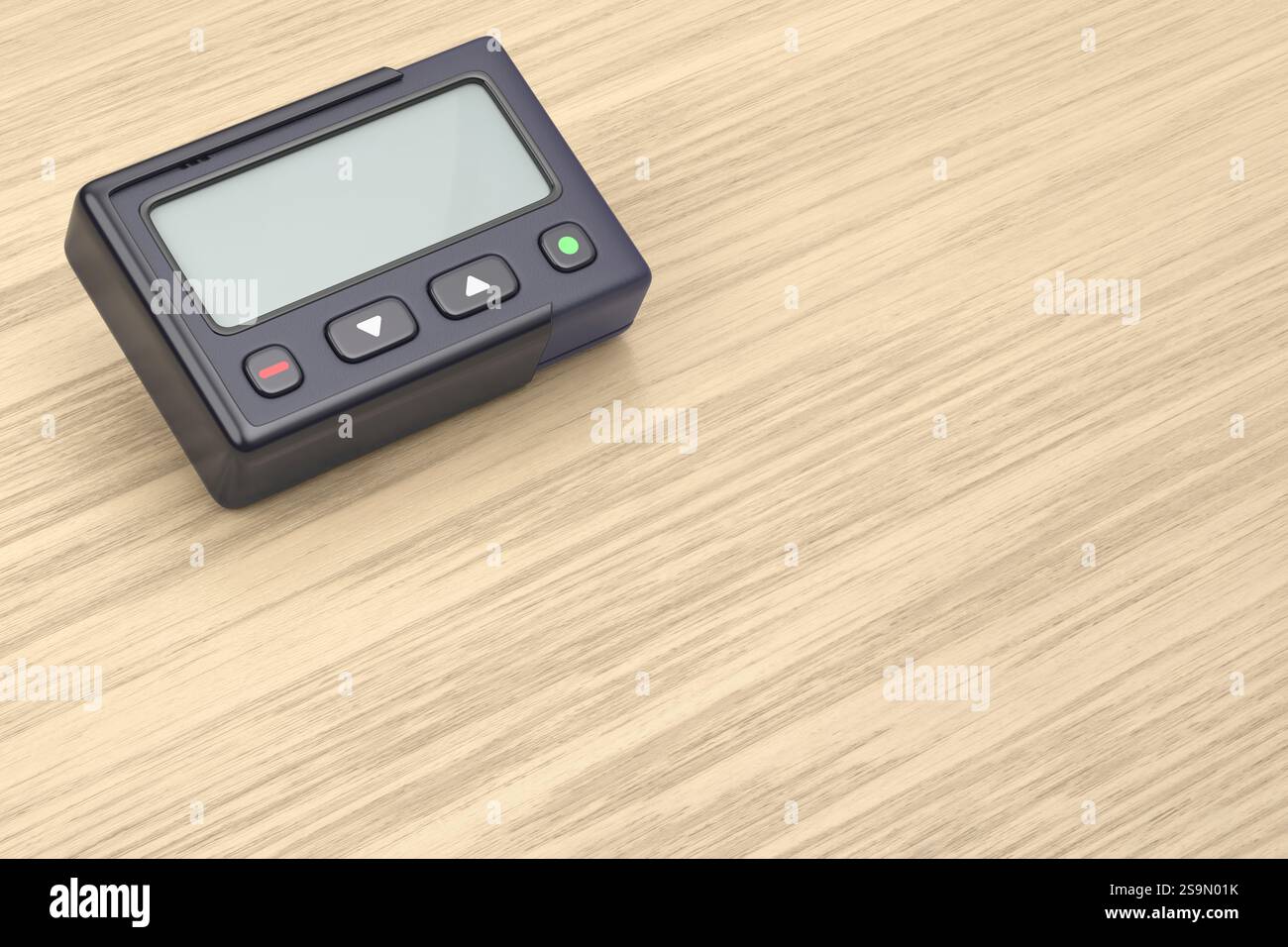 Retro pager with blank screen on wooden desk Stock Photo - Alamy