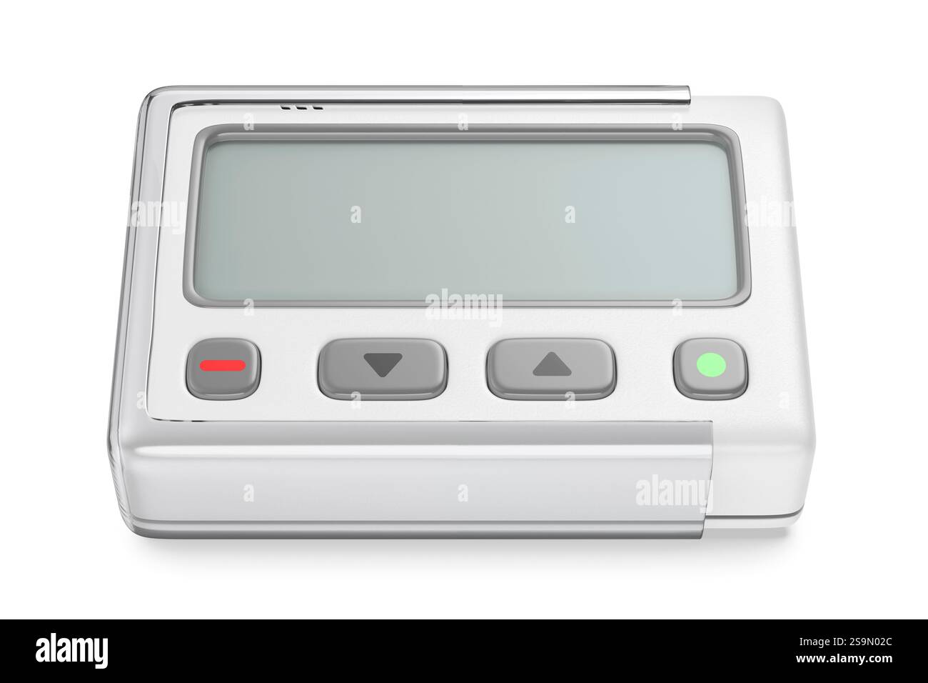 White pager with blank screen on white background Stock Photo - Alamy