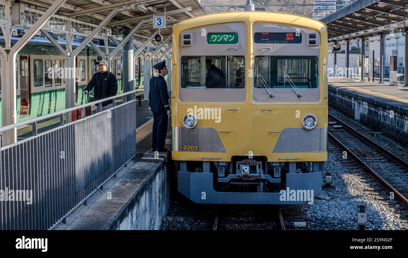 An Izu Hakone Electric Railway one man train at Shuzenji Station Stock ...