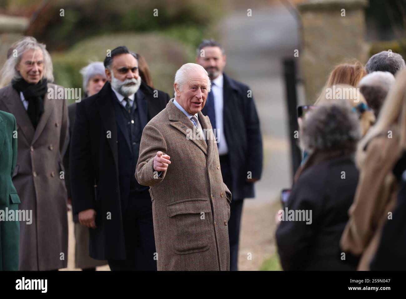 Flitcham, UK. 26th Jan, 2025. King Charles III attends the Sunday ...