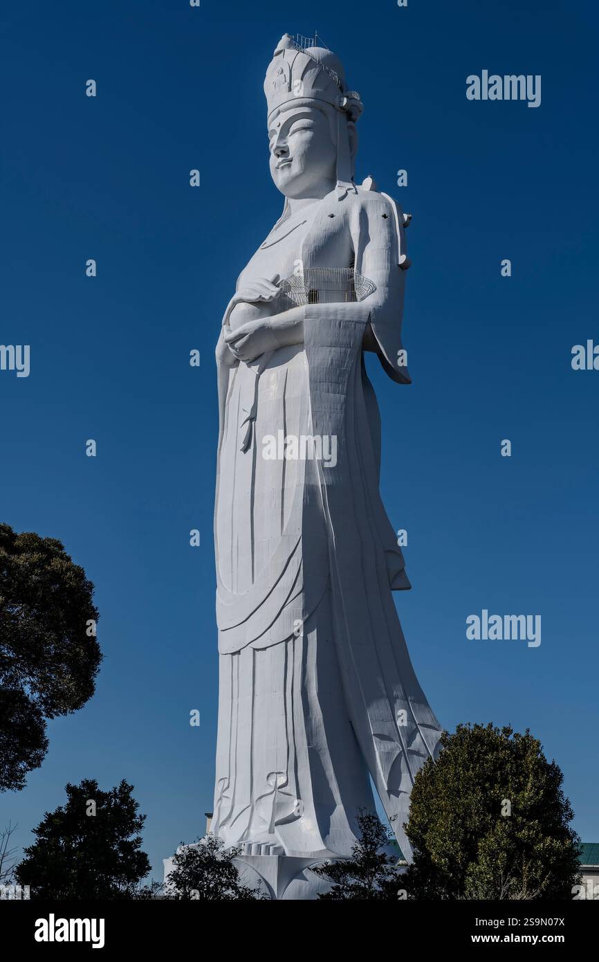 Tokyo Bay Kannon (or Tokyo-wan Kannon), a 56-meter high statue in Futtsu, Chiba, Japan Stock ...