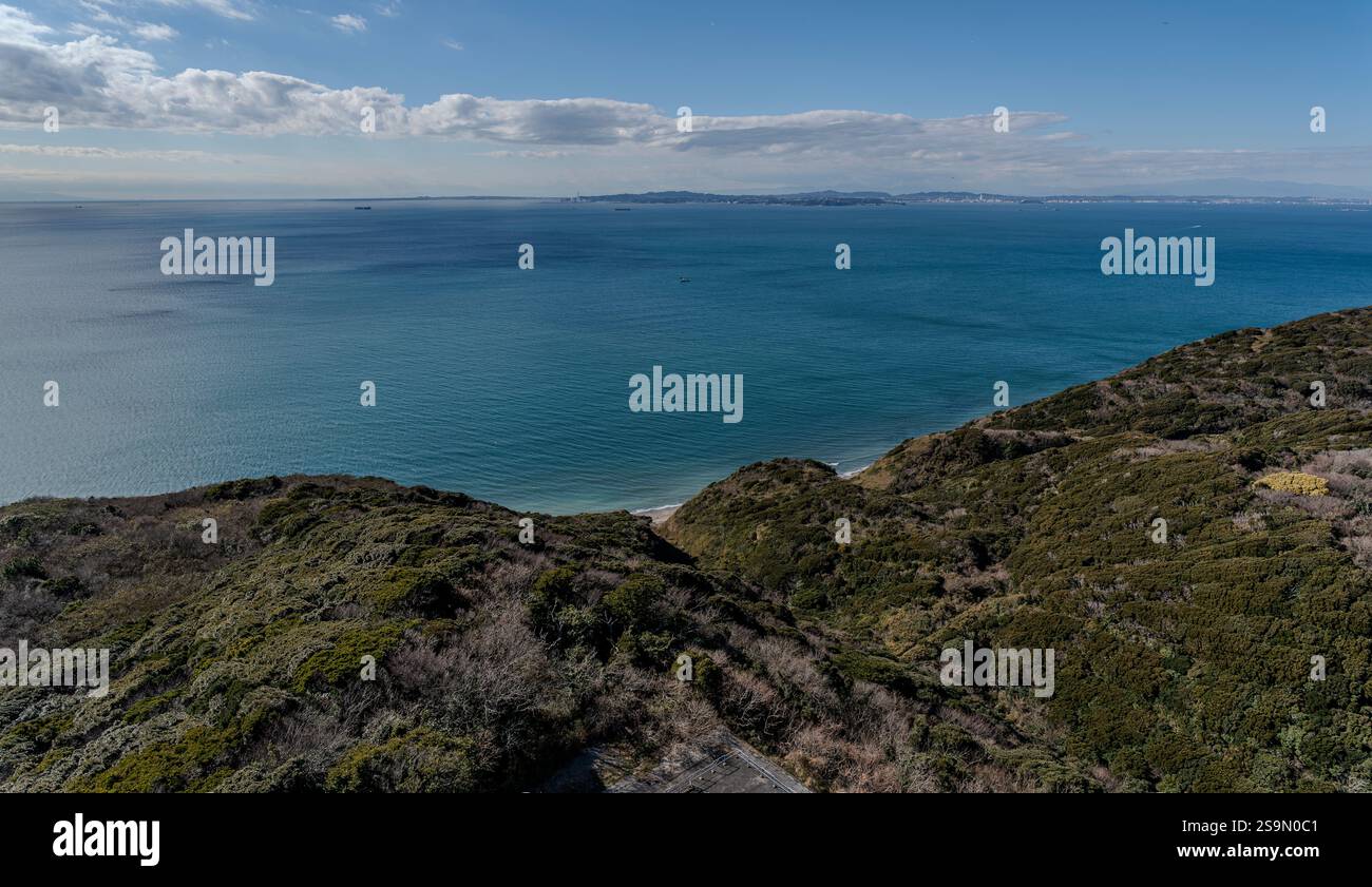 A view to the west from the observatory near the top of Tokyo Bay ...