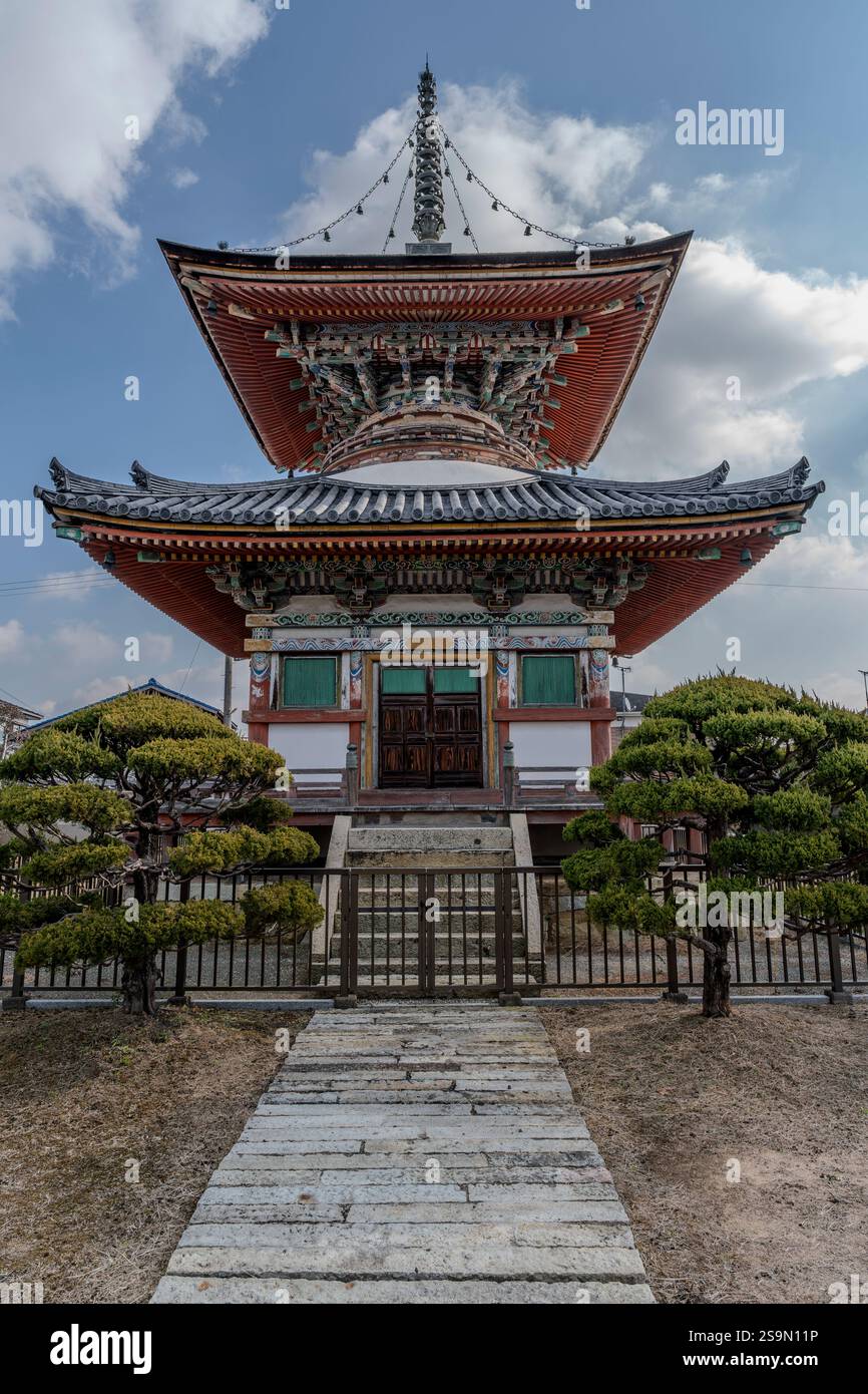 A tahoto (two-storied pagoda) at Sagami-ji, a Shingon Buddhist temple ...