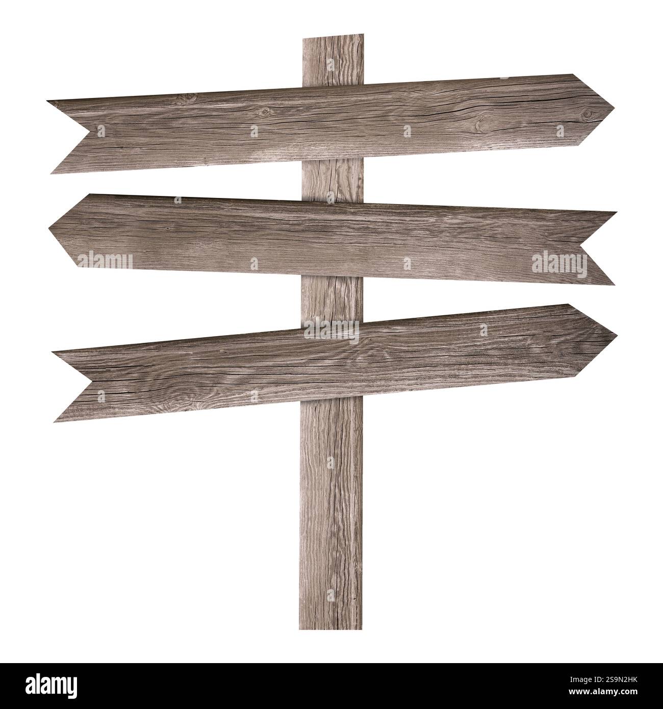Wooden signpost with arrow-shaped pointers isolated on white Stock ...