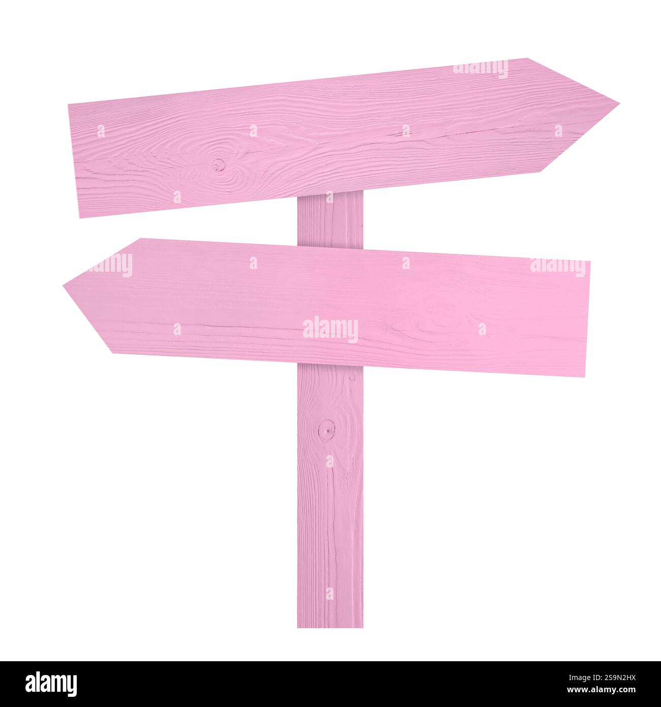 Pink wooden signpost with arrow-shaped pointers isolated on white Stock ...