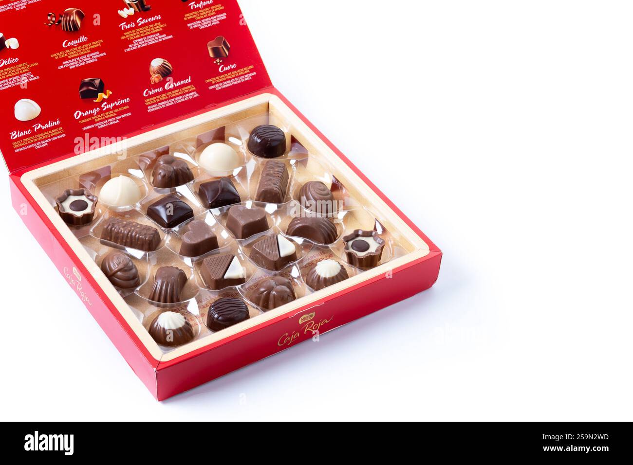 Nestle chocolate red box isolated on white background Stock Photo - Alamy