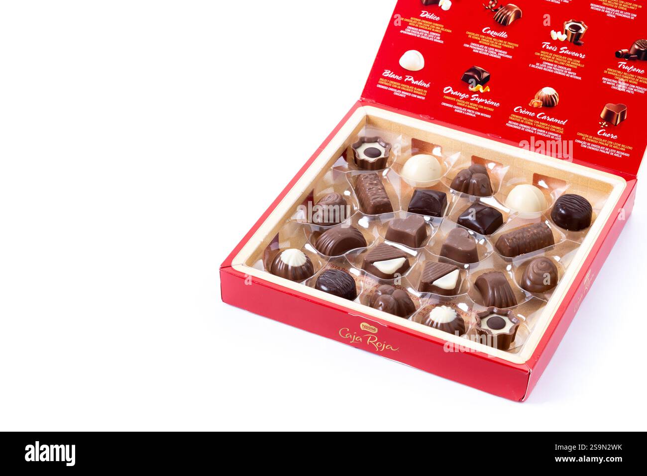 Nestle chocolate red box isolated on white background Stock Photo - Alamy