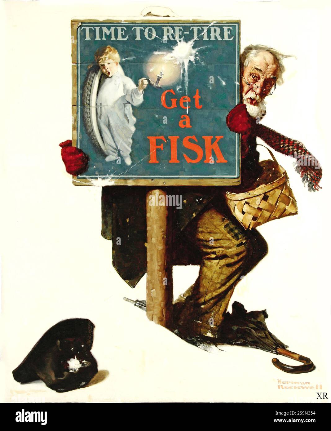 1925 Fisk Tire Company Ad with artwork by Norman Rockwell Stock Photo ...