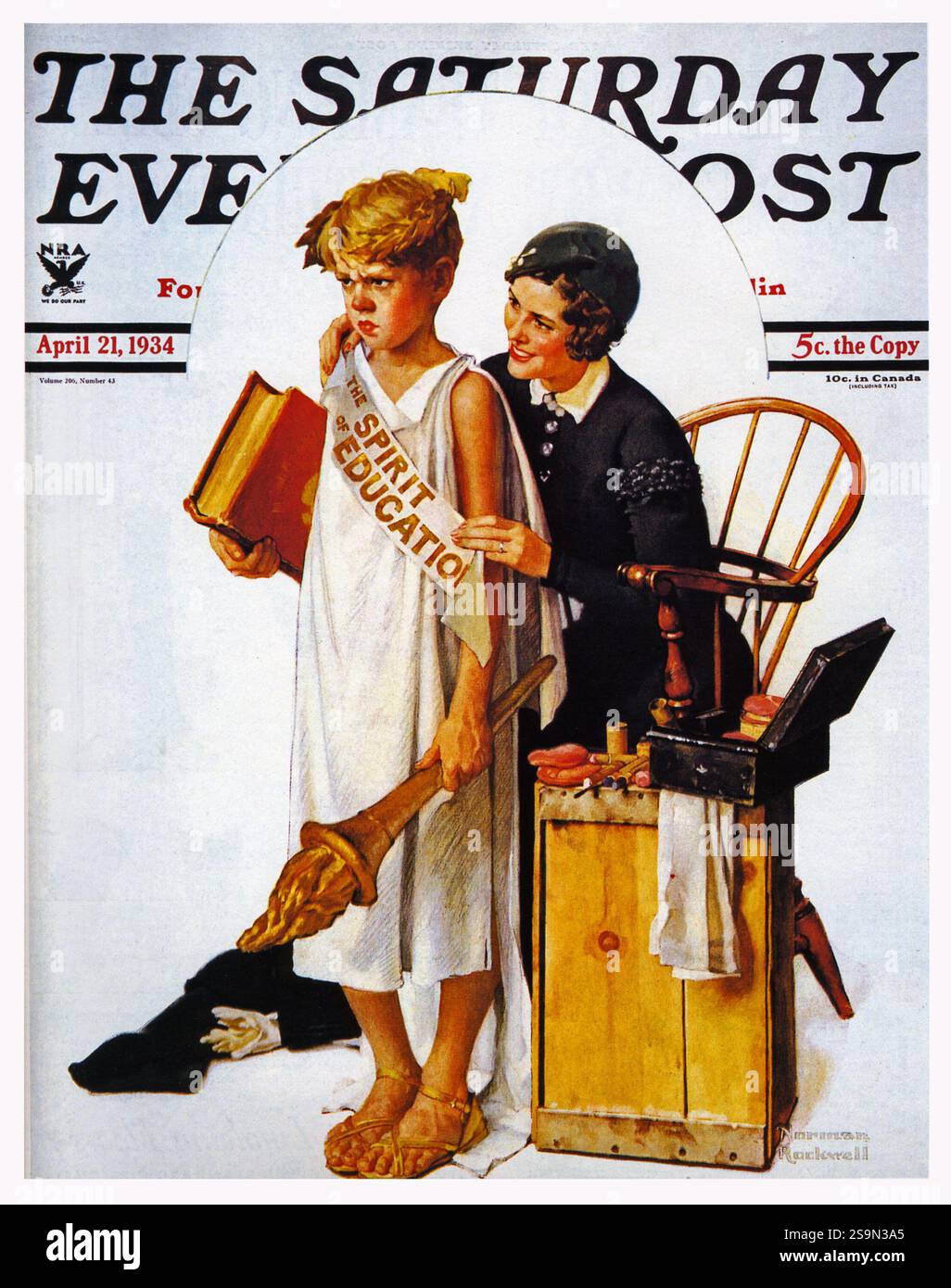 1934 Apr 21, Saturday Evening Post Cover featuring Norman Rockwell's ...
