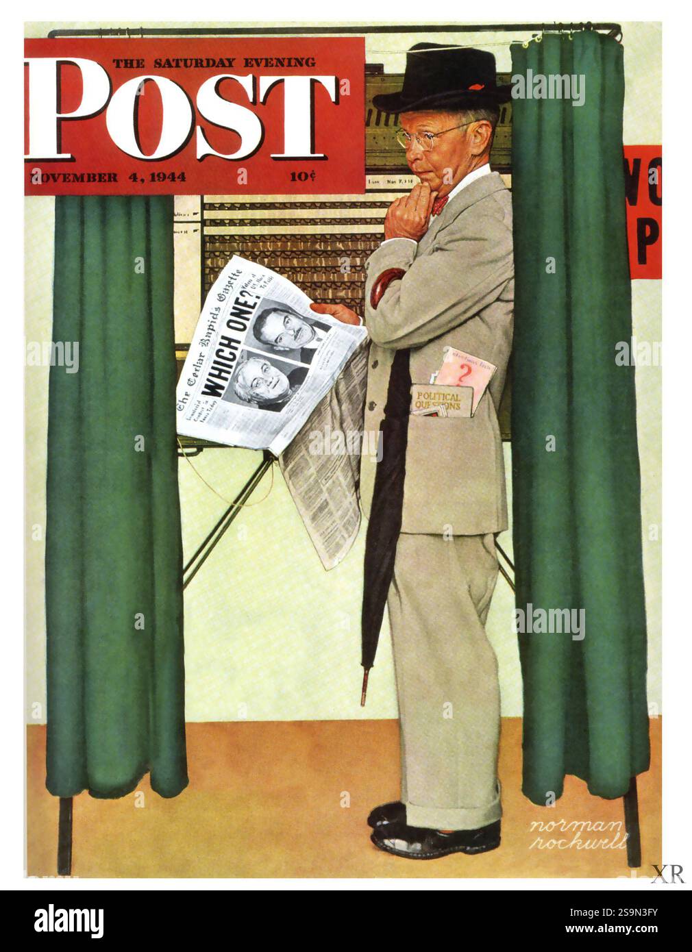 1944 November 4, Saturday Evening Post Cover featuring Norman Rockwell's artwork 'Undecided ...